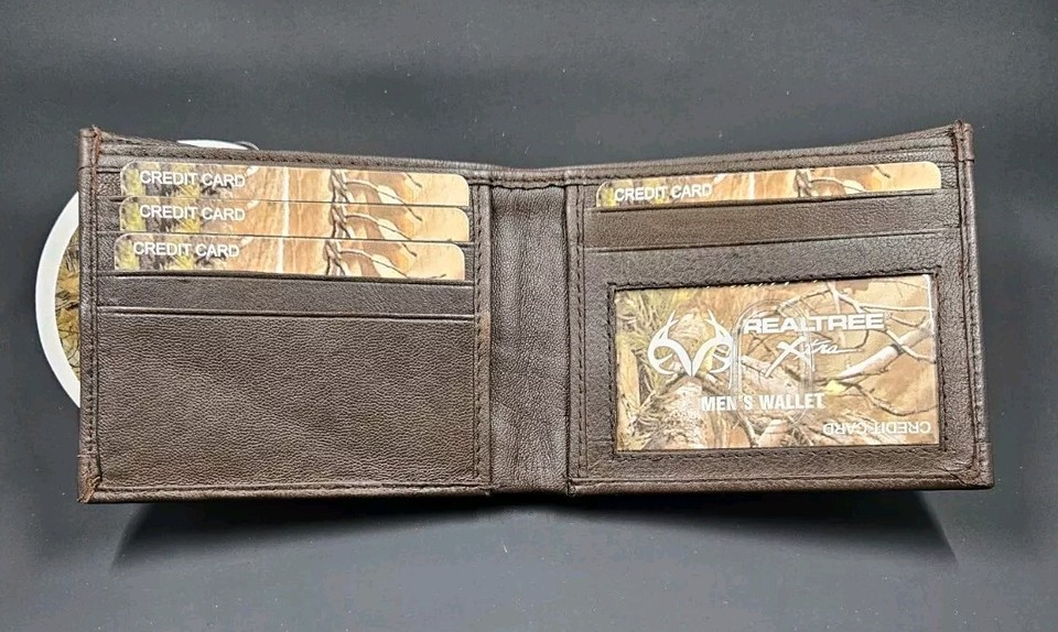 Realtree Camo Canvas and Genuine Brown Leather Bifold Wallet With RFID ...