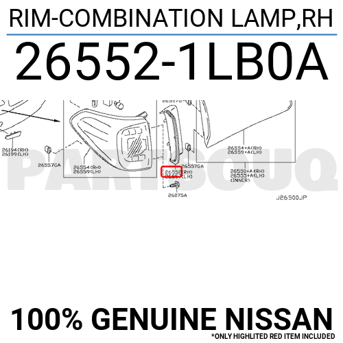 265521LB0A Genuine Nissan RIM-COMBINATION LAMP,RH 26552-1LB0A | eBay