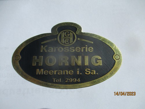 Typenschild Schild Karosserie Hornig Meerane Adler wanderer Horch ...