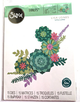 Sizzix Thinlits Flower Dies By Lisa Jones 15 pcs Flower Bouquet Card Making | eBay
