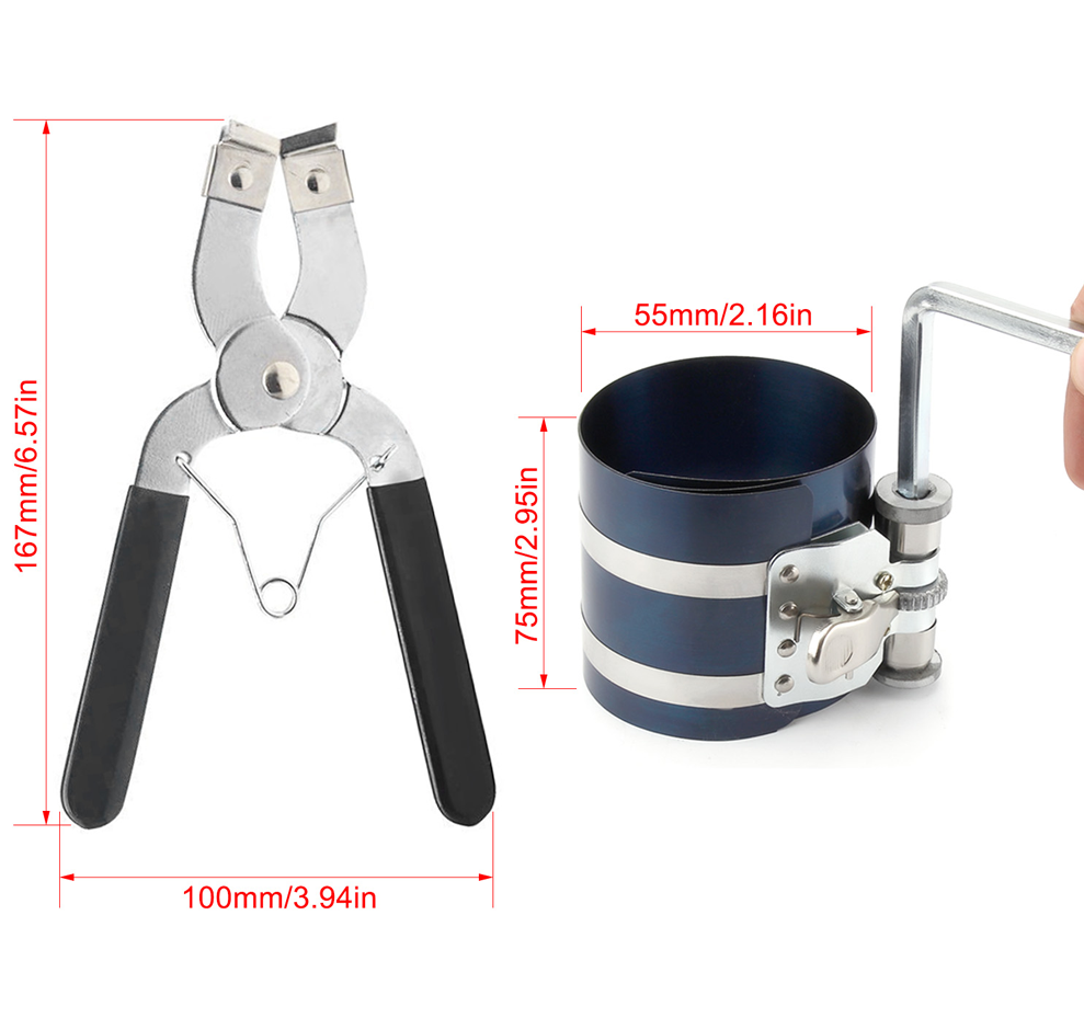 3”Car Piston Ring Plier Compressor Remover Expander Engine Wrench Kit(2 ...
