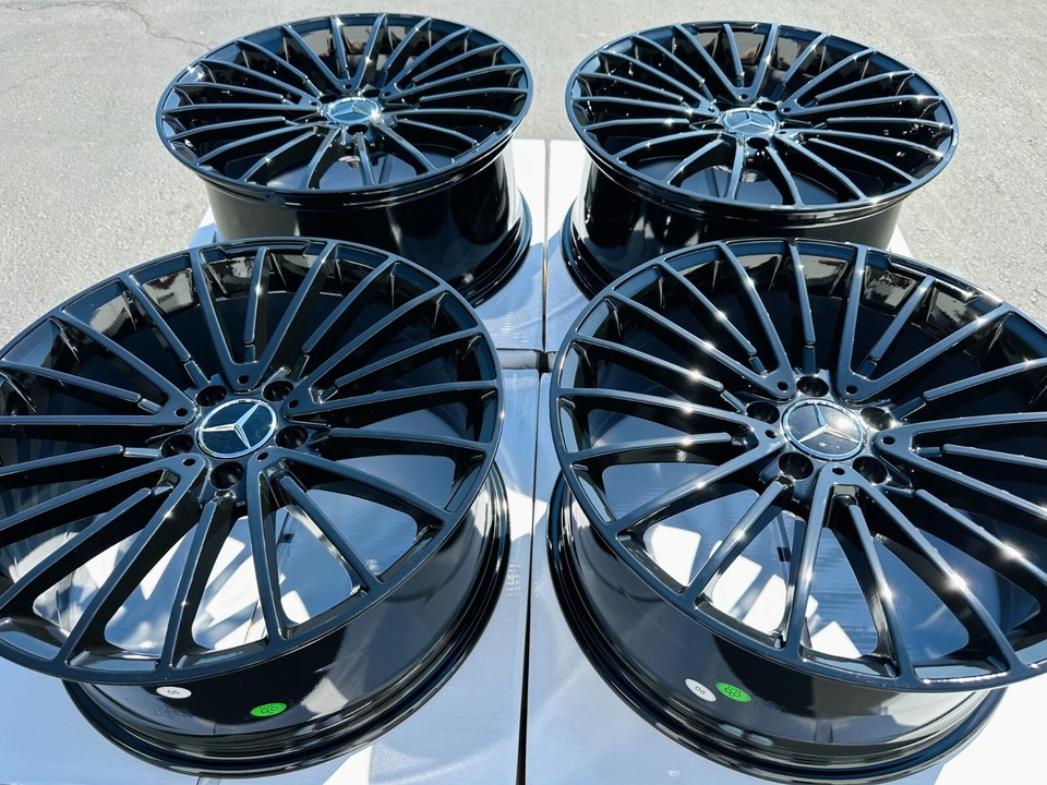 4 NEW 19" Black Wheels 19x8.5 Squared Rims Fits: Mercedes E300 E350 ...