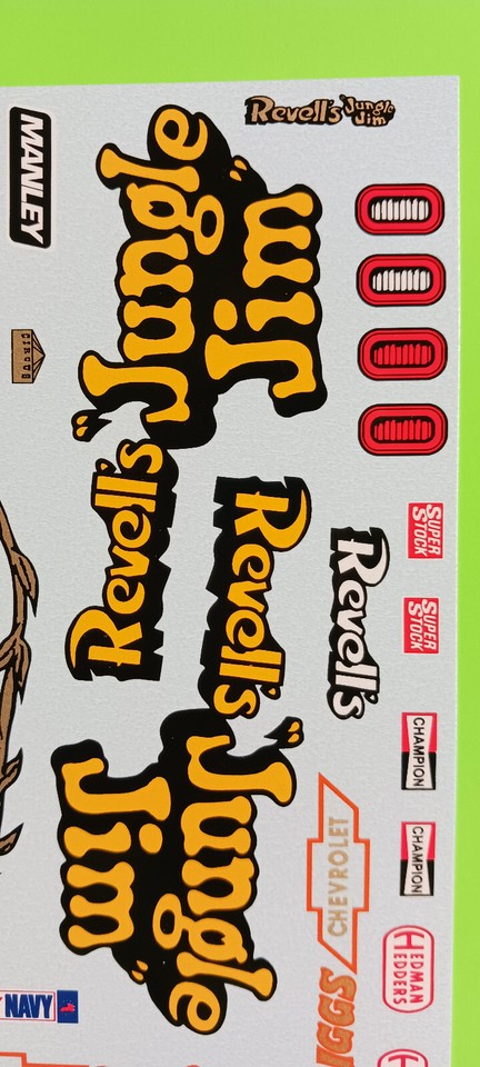 Decal Sheet 1/16 Chevy Vega Funny Car Revell Jungle Jim Waterslide Drag ...