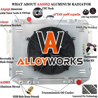 3Row Radiator Shroud Fan For 99-03 Dodge Ram 1500 2500 Van Truck 84-94 ...