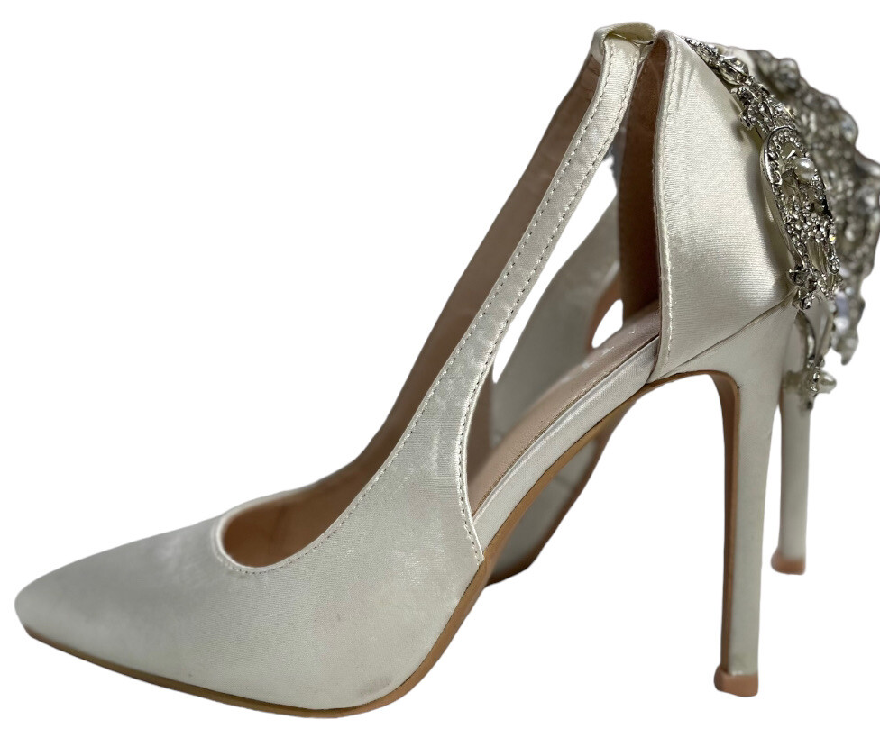 Raid FLORISSA Jewel Off White Satin Heels Wedding P… - Gem