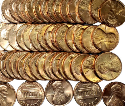 1981 P BU LINCOLN MEMORIAL CENT PENNY ROLL 50 COINS TAKEN FROM MINT ...
