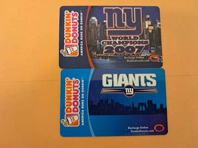 2 x N.Y. GIANTS RETIRED NFL 🏈 Dunkin Donuts 🏈 Gift Card No Value | eBay