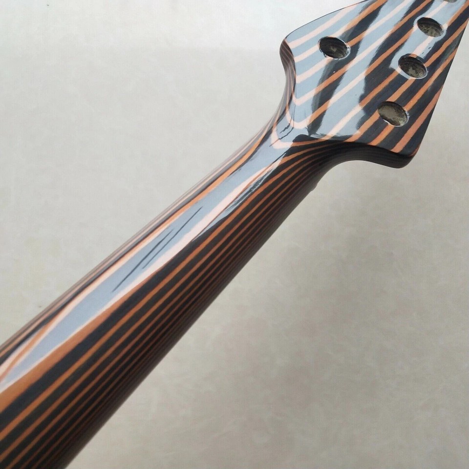 DIY Zebra wood 5 string Bass guitar neck 20 fret 34 inch Fretboard ...