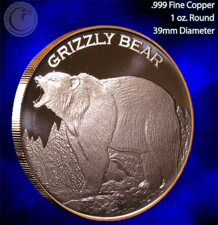 "Grizzly Bear" 1 oz .999 Copper Round Part of the Wildlife Series | eBay