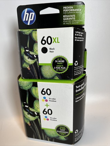 Genuine HP Ink 60XL Black + 60 Tri-Color Ink Cartridges Expired Sealed ...