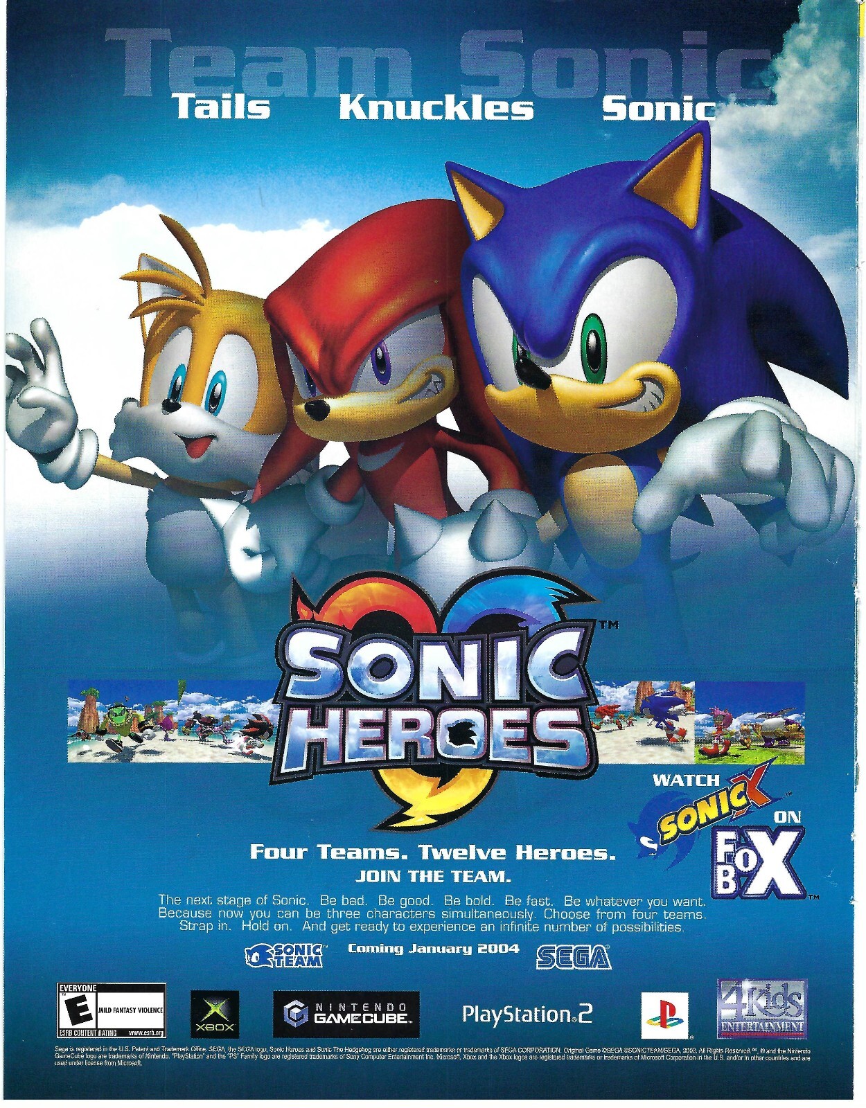2003 Sonic Heroes PS2 Xbox Gamecube Print Ad/Poster Authentic Official ...