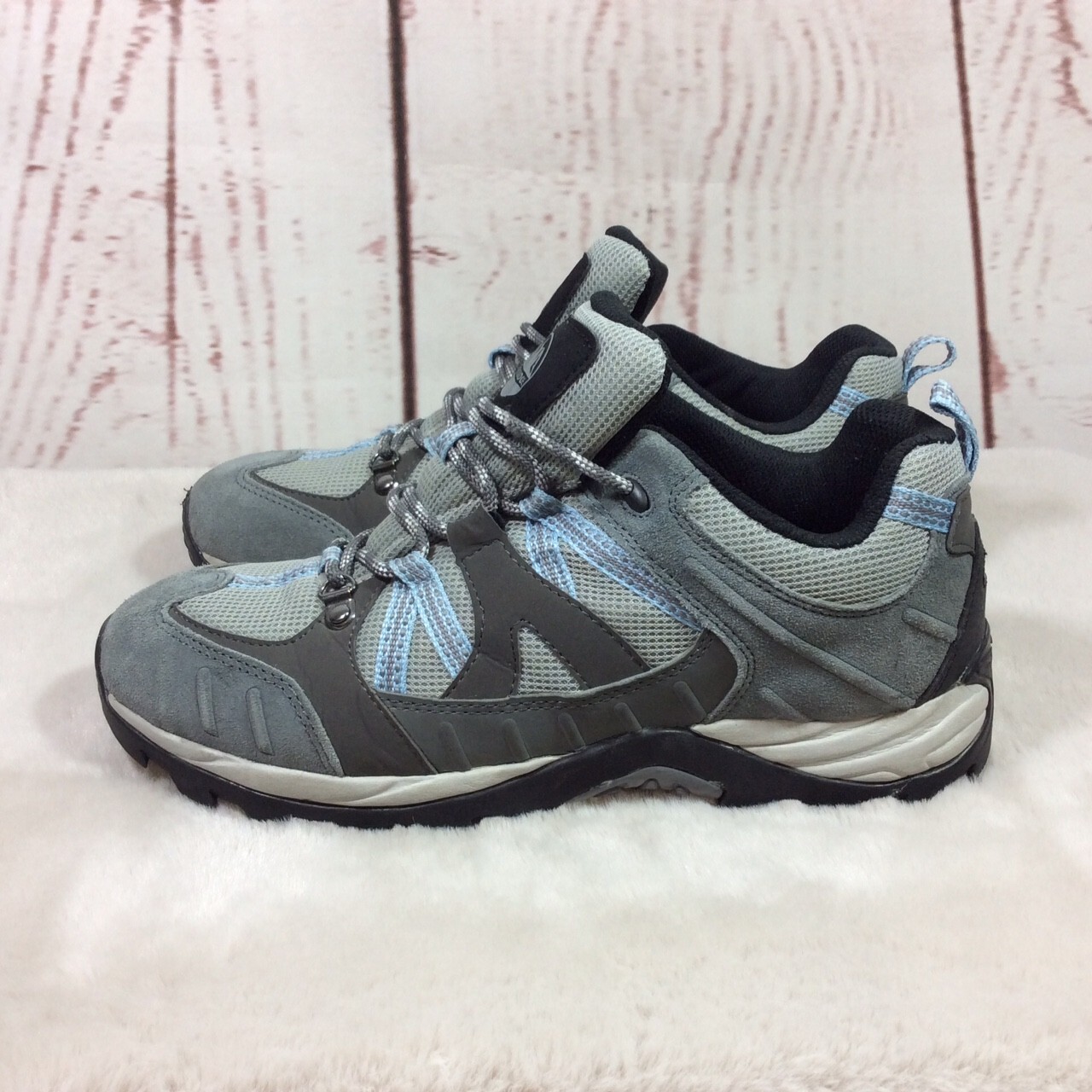 Adventuridge Hiking Shoes Womens 10 Gray Blue Suede Mesh Outdoor Trail ...