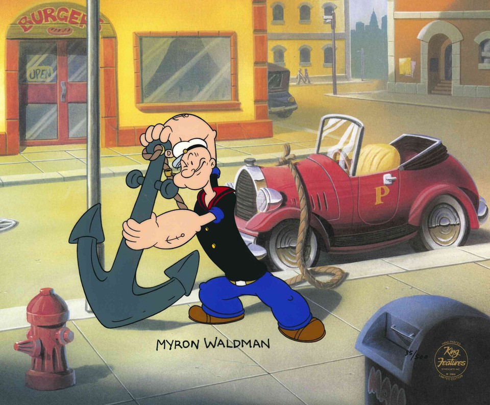 "Anchor Parking" Myron Waldman Popeye Limited Edition Cel Car Cute Art ...