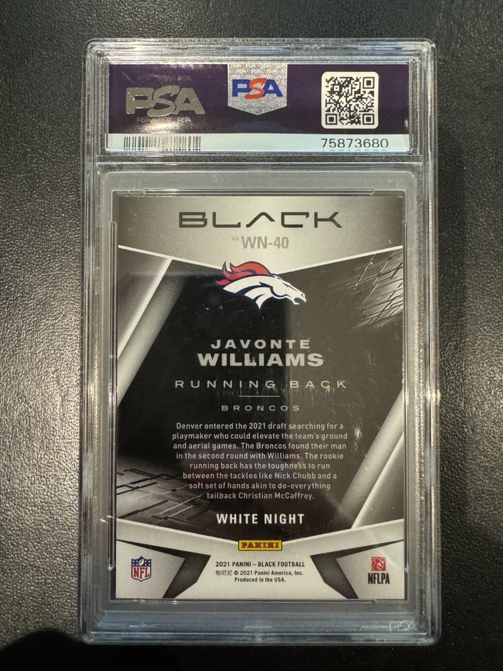 2021 Panini Black Javonte Williams White Night Rookie Case Hit SSP PSA ...