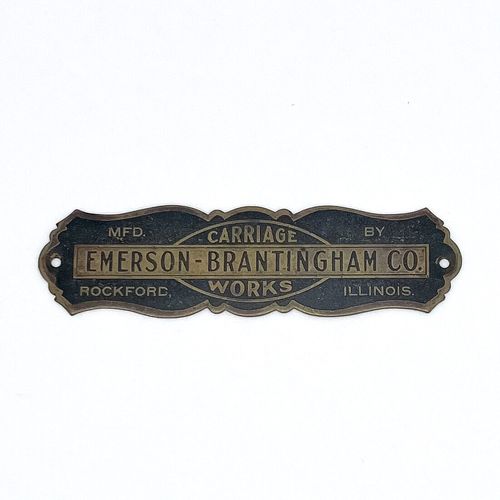 Antique Emerson Brantingham Carriage Works Buggy Emblem Tag Maker Plate ...