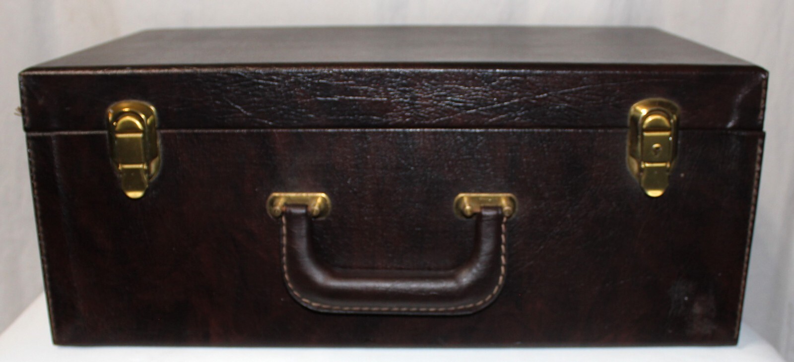 Rare Vintage Leather Hard shell Briefcase Suitcase Ke… - Gem