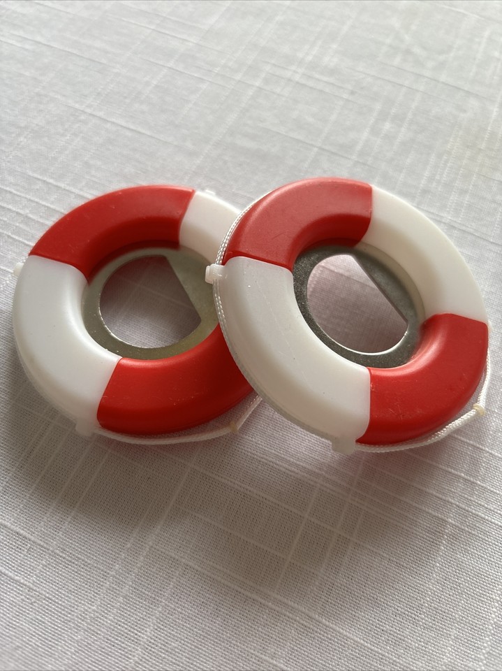 Red White Life Preserver Ring Bottle Opener Boat Bar Camp Set 2 | eBay