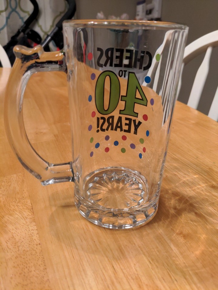 40th 40 birthday Glass Beer Mug tumbler stein Fortieth Birthday party ...