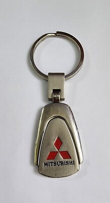 vintage unique white metal and blue enamel MITSUBISHI car keychain | eBay