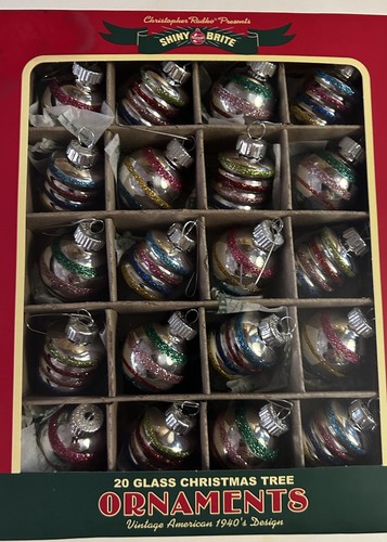 Christopher Radko Shiny Bright Ornaments 20 Glass Small 1940's Design ...