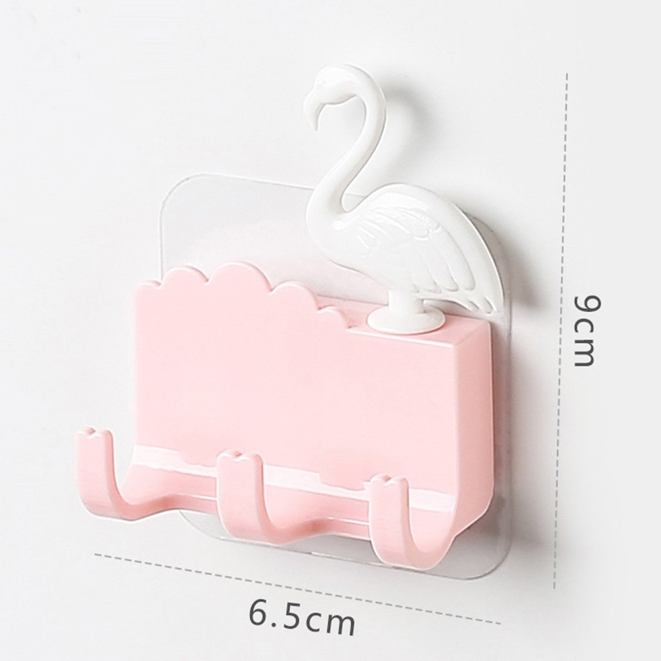 2pcs Flamingo Wall Hook Free of Punch Hook Living Room Bedroom Stick ...