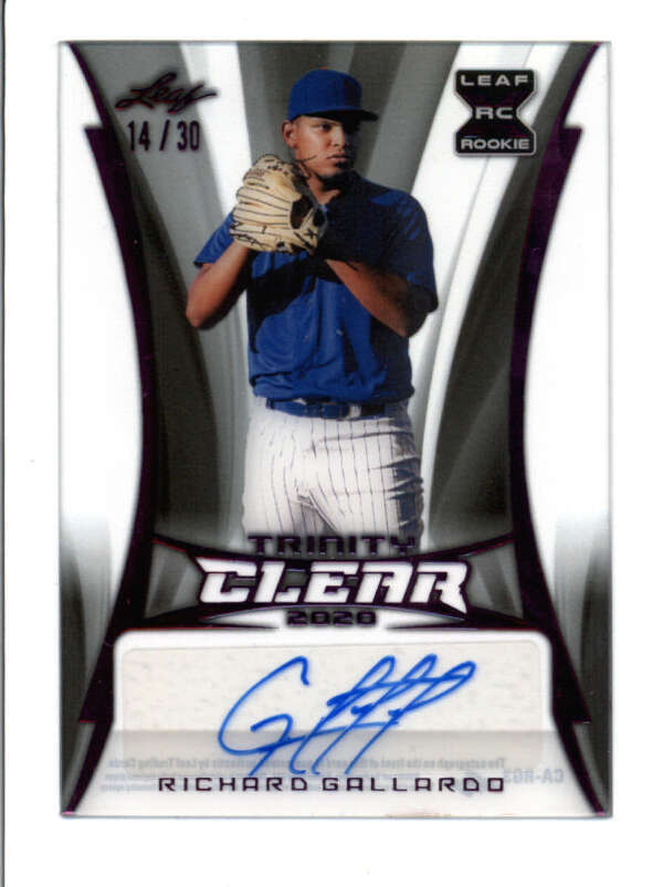 RICHARD GALLARDO 2020 LEAF TRINITY CLEAR ROOKIE PURPLE AUTO #14/30 ...