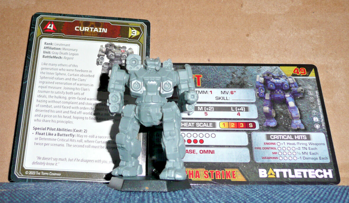 Battletech Grey Death Legion Regent with Pilot and Alpha Strike Cards ...