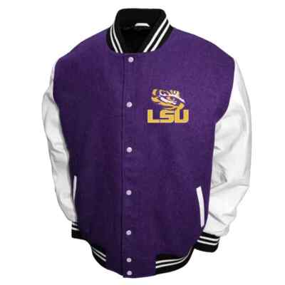 Letterman LSU Tigers Graduate Purple and White Varsity Jacket | eBay