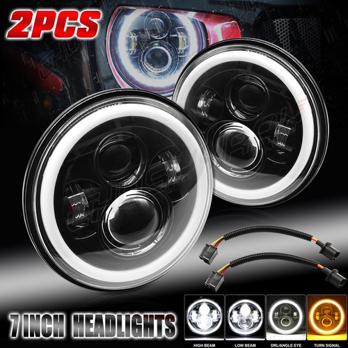 For GMC C15/C25 C35 1975-1978 Pair 7"inch Round LED Headlights DRL High ...