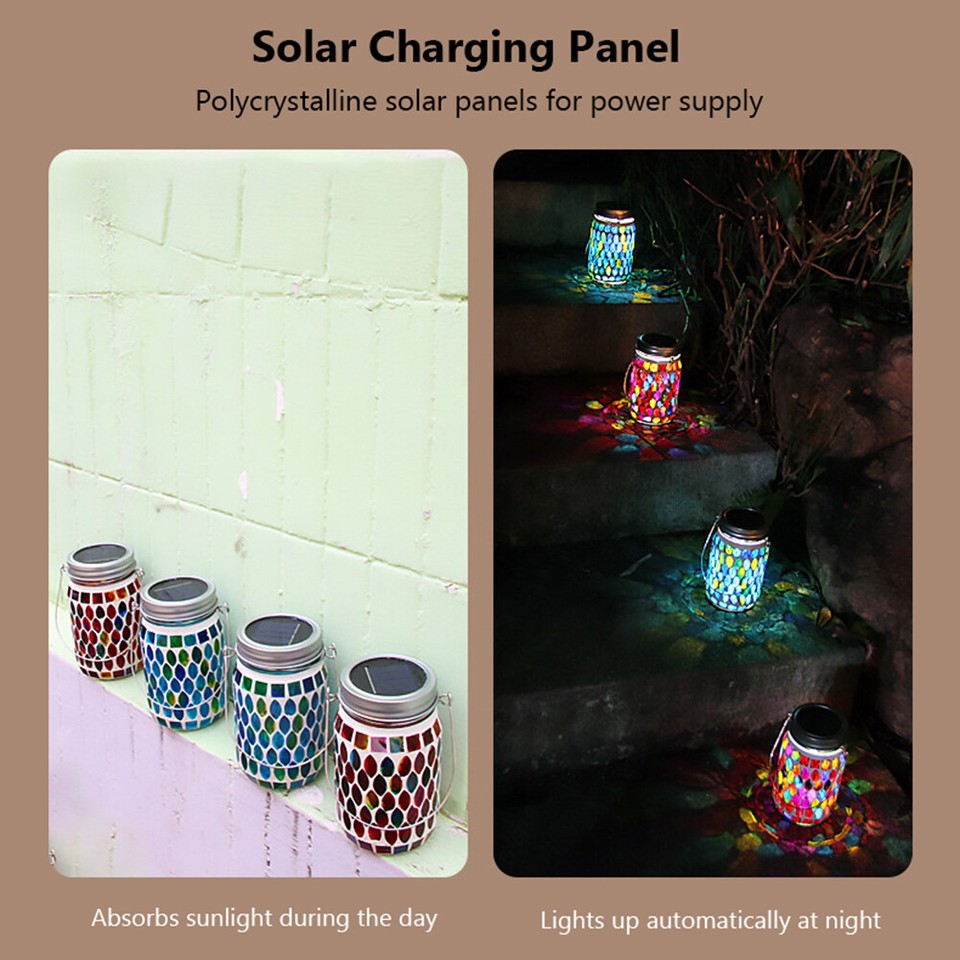 LED Mosaic Solar Light Waterproof Outdoor Mosaic Solar Lantern Glass ...