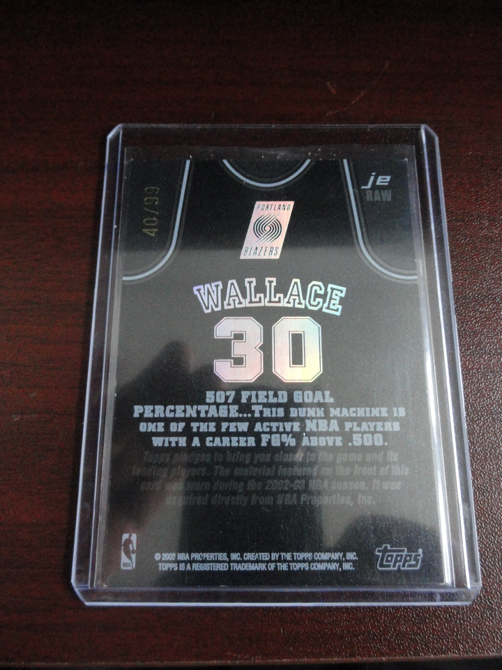 2002-03 Topps Jersey Edition Copper 40/99 Rasheed Wallace #JERAW Trail ...