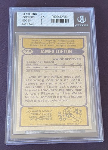 1979 Topps JAMES LOFTON BGS 6.5 EX-MT+ RC Rookie Card | eBay