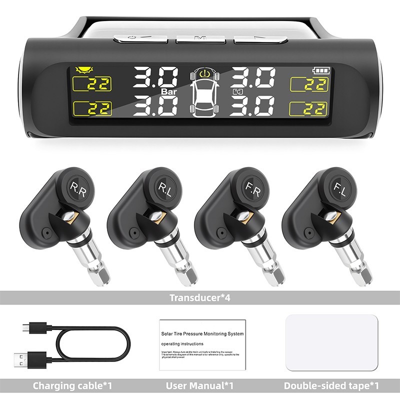 Tire Pressure Monitoring System TPMS Kit + 4 Internal Sensors Car Solar ...