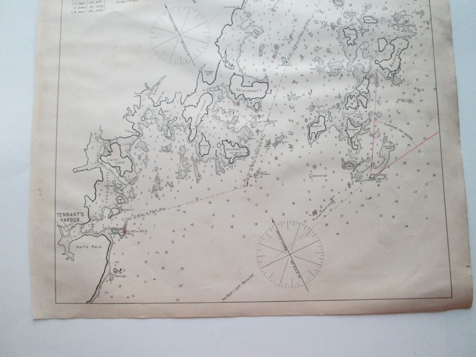 ORIGINAL 1917 GEO. W. ELDRIDGE HARBOR CHART "MUSCLE RIDGE CHANNEL" BOOK ...