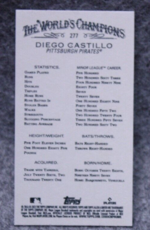 2022 Topps Allen & Ginter Diego Castillo Base Mini RC #277 Pirates | eBay