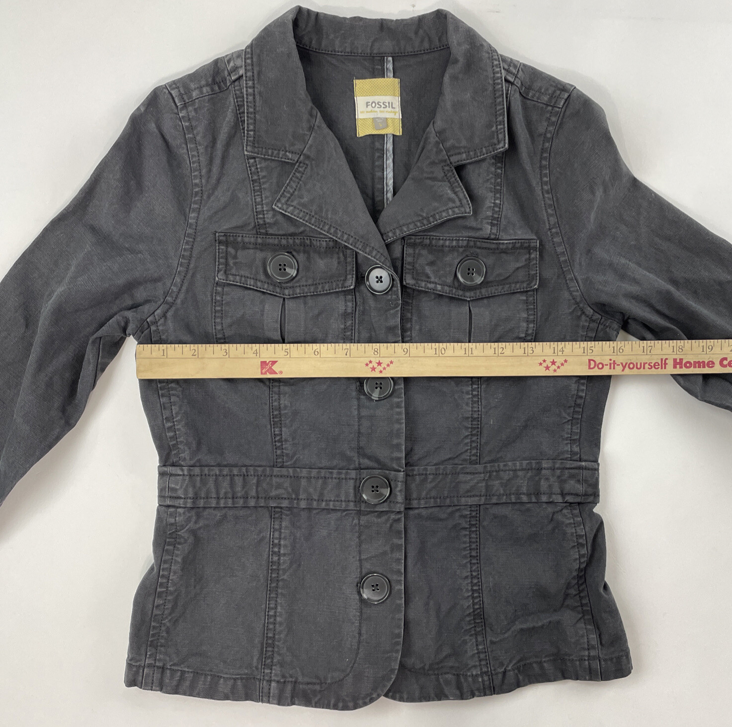 FOSSIL Womens Army Military Field Jacket Dark Gray Si… - Gem