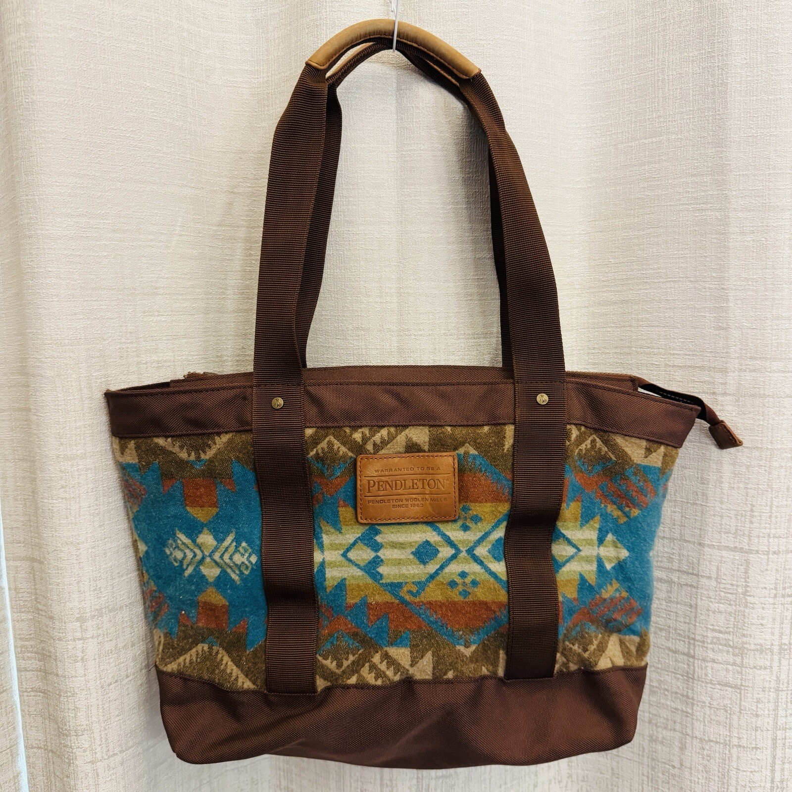 Pendleton Tote Bag/Wool Bag Southwestern Aztec Leathe… - Gem
