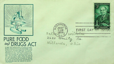 USPS First Day of Issue: Pure Food & Drug Act (1956) with Postmark | eBay