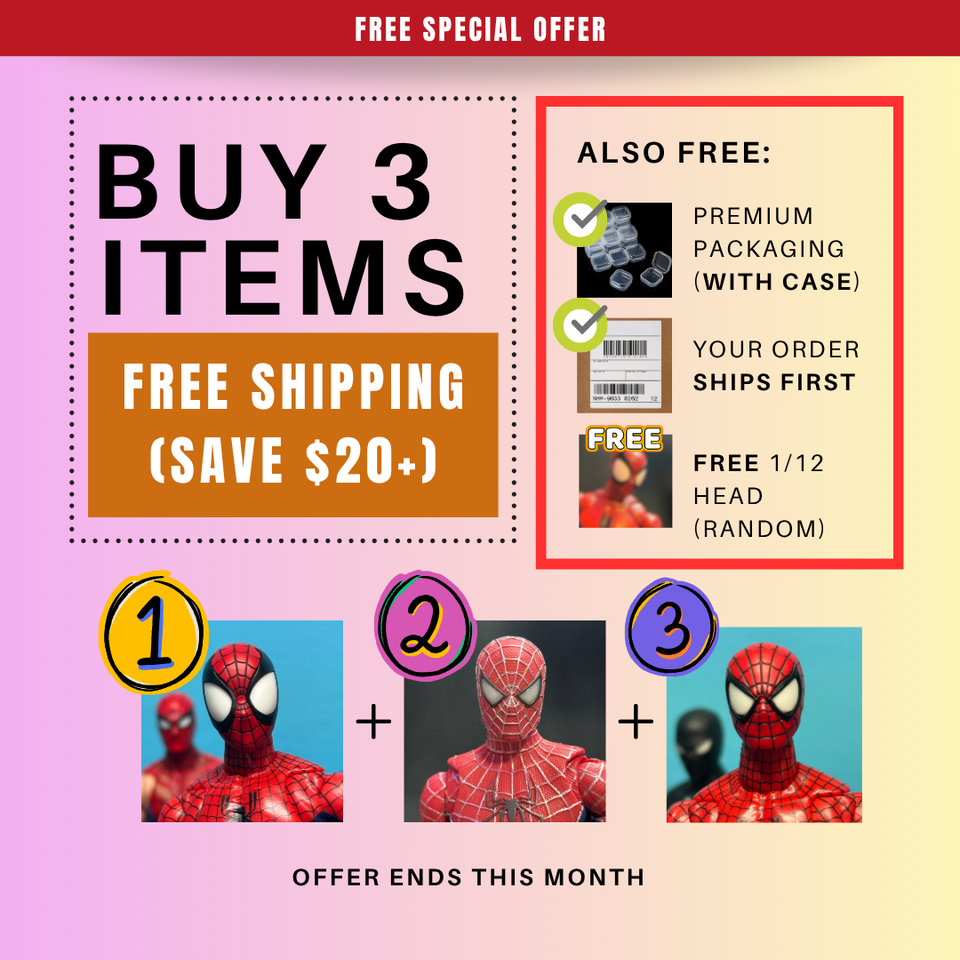 HEADS ONLY Mafex 241 Raimi Spider-Man Trilogy Tobey Custom Painted Lot ...