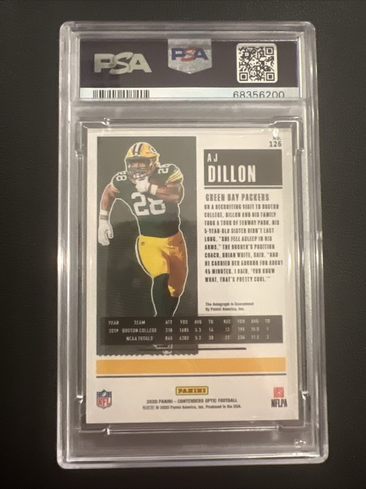 2020 Panini Contenders Optic Rookie Autograph AJ DILLON Rookie Psa 9 | eBay