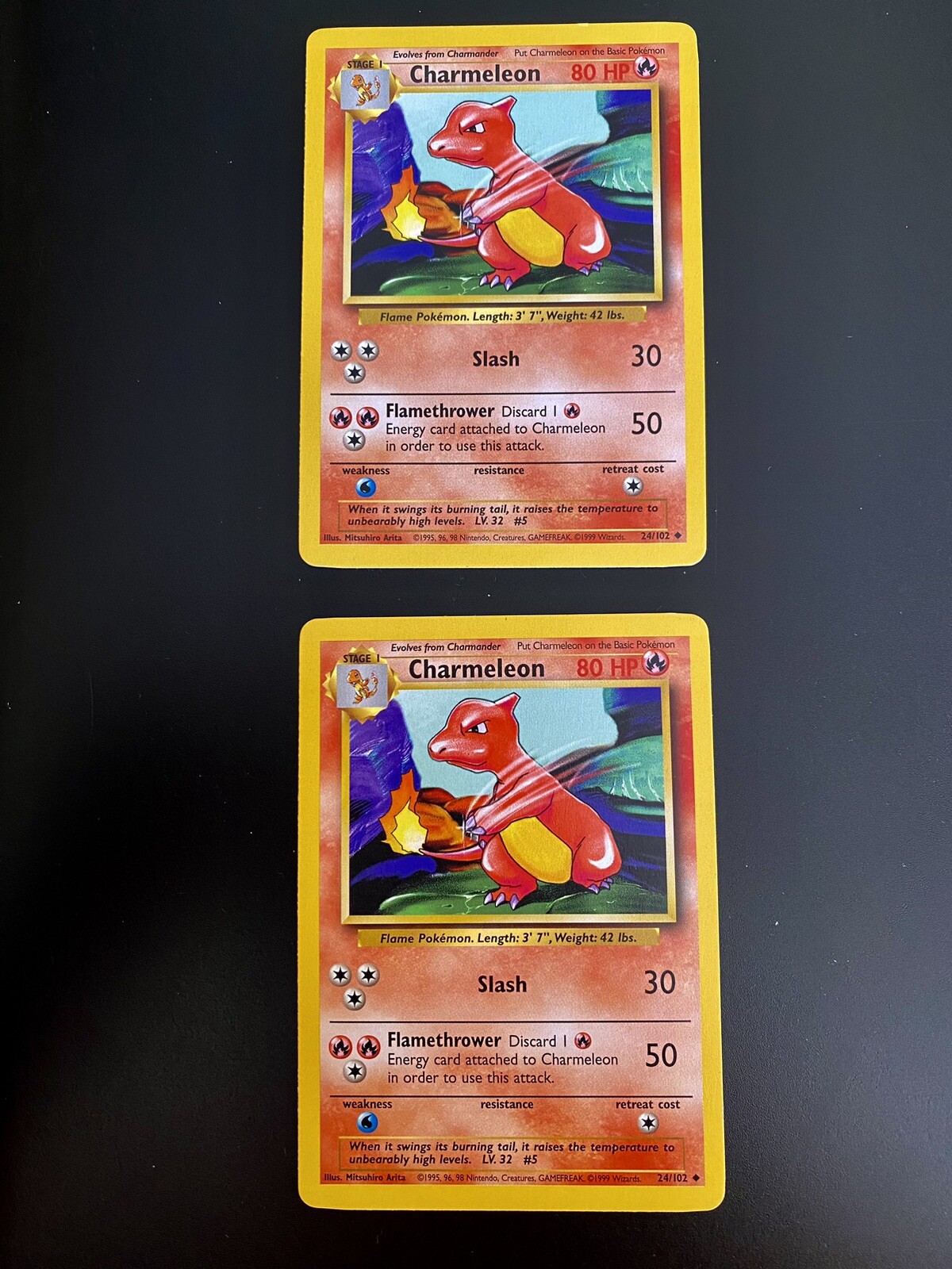 RARE Stage 1 Pokemon Charmeleon Card 05/102, 1995 80 HP SLASH ...