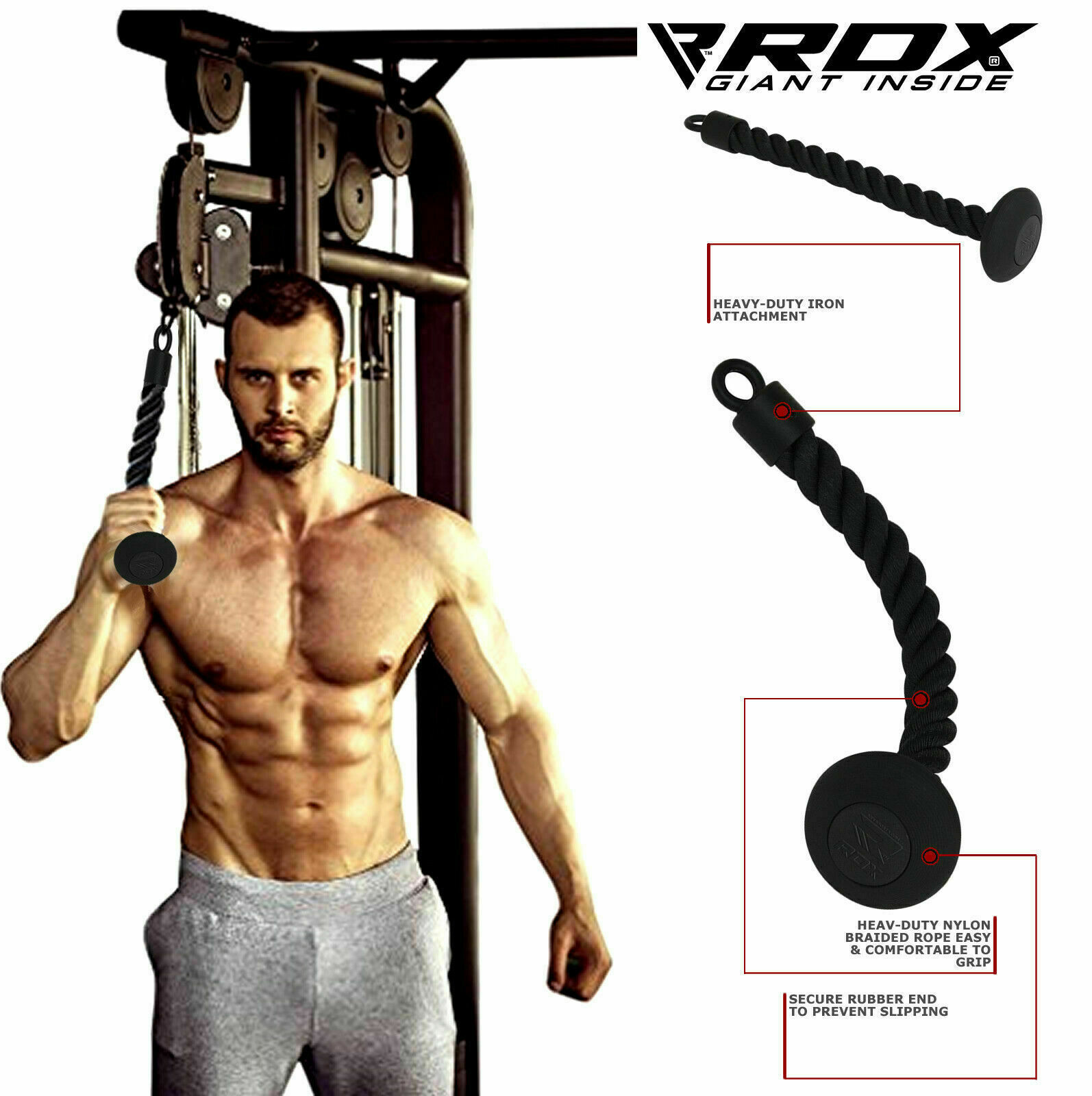 Tricep Bar Multi Gym Cable Attachment Push Pulling Down Arm Exercise ...