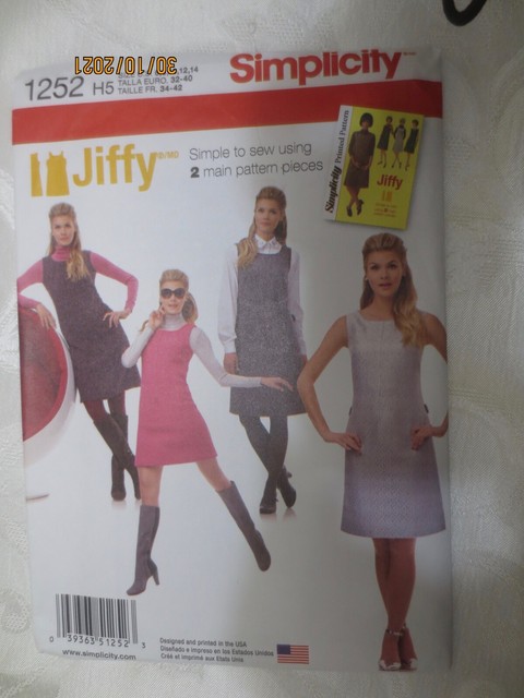 Simplicity 1252 Size R5 14-22 Jiffy Dress or Jumper Uncut Sewing ...