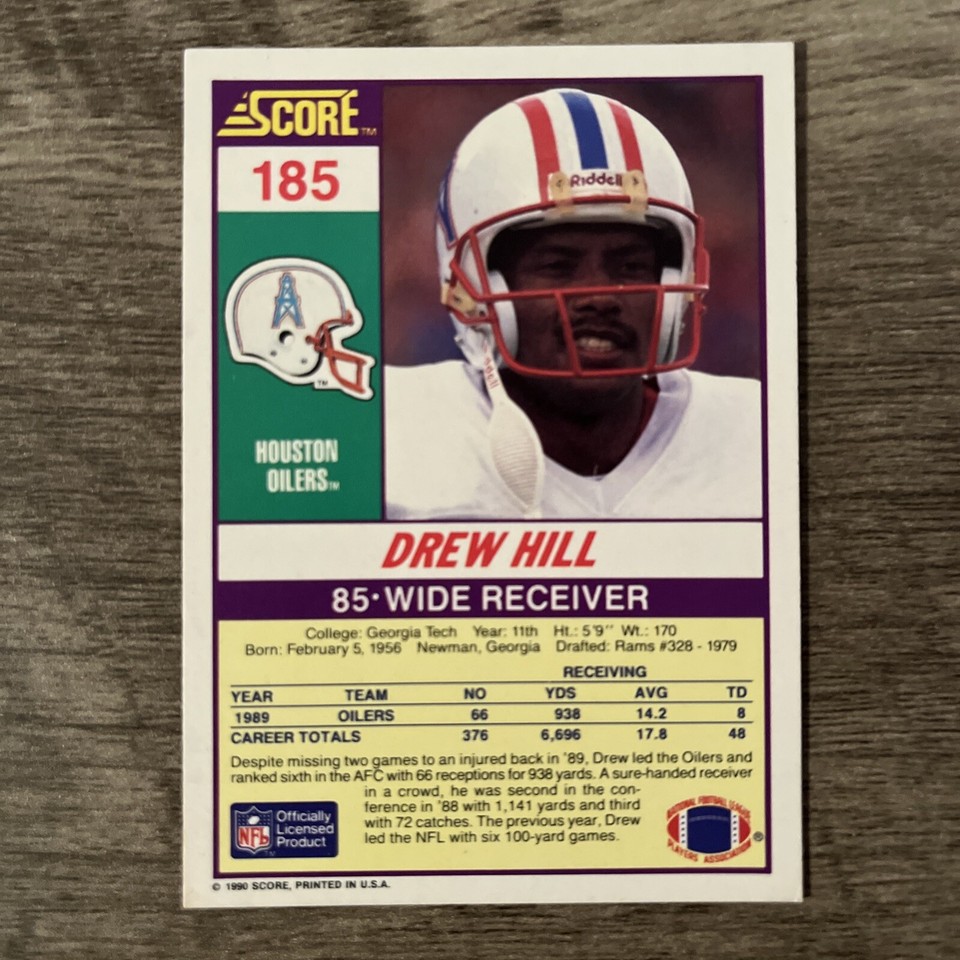 1990 Score Drew Hill Houston Oilers #185 NFL Mint | eBay