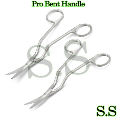 Set Of 2 Pieces 6" Pro BENT HANDLE Curved Embroidery Scissors Sewing | eBay