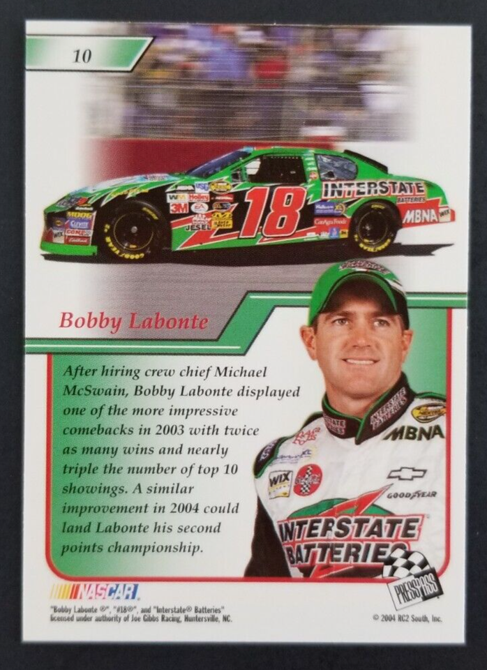 Bobby Labonte 2004 Press Pass Premium NASCAR Racing Card #10 (NM) | eBay