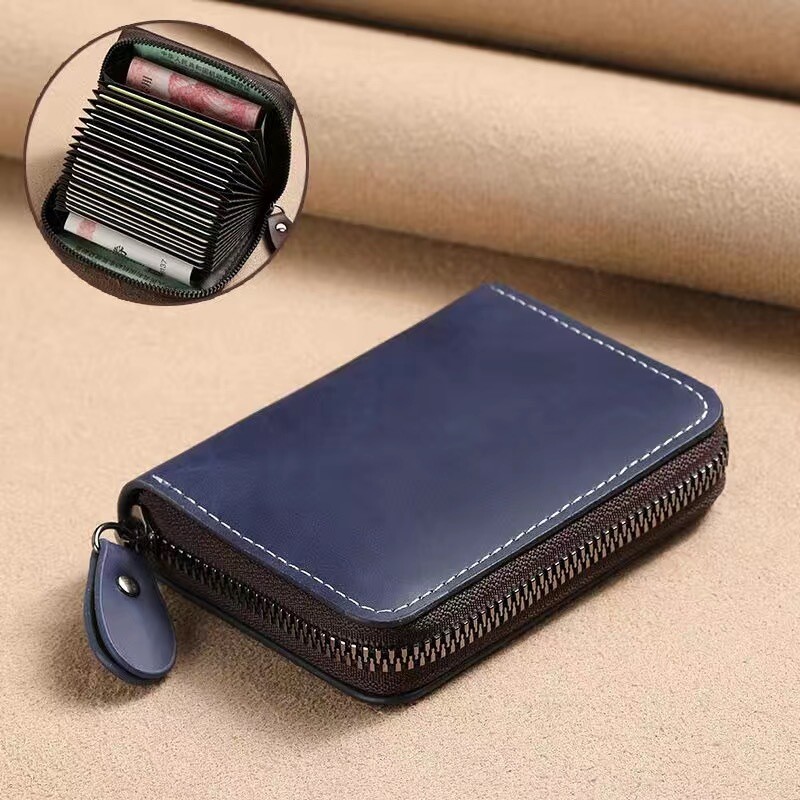 Card Bag Soft Leather Men Large Capacity Card Holder Compact Card Bag ...