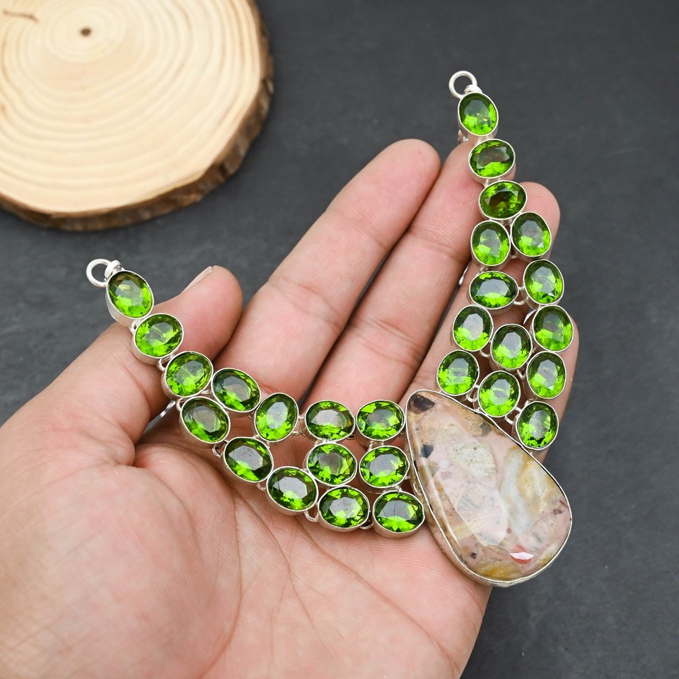 Cappuccino Jasper Peridot Gemstone 925 Sterling Silver Jewelry Necklace ...