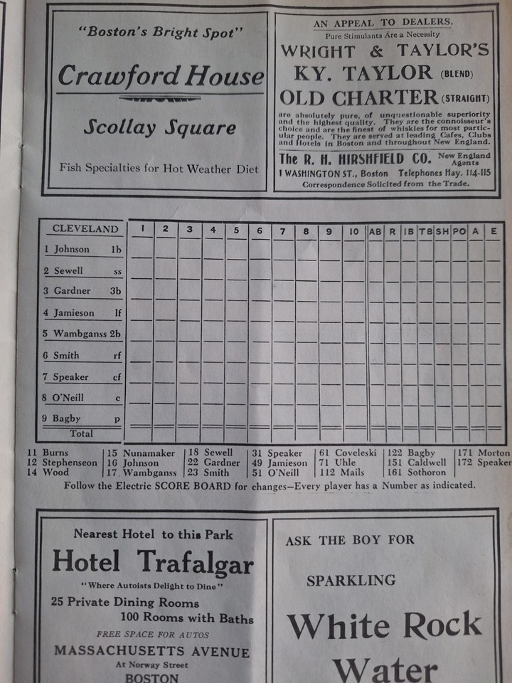 1915 BOSTON RED SOX PROGRAM-BABE RUTH-PITCHER, ROOKIE YEAR🔥RARE🔥TRIS ...