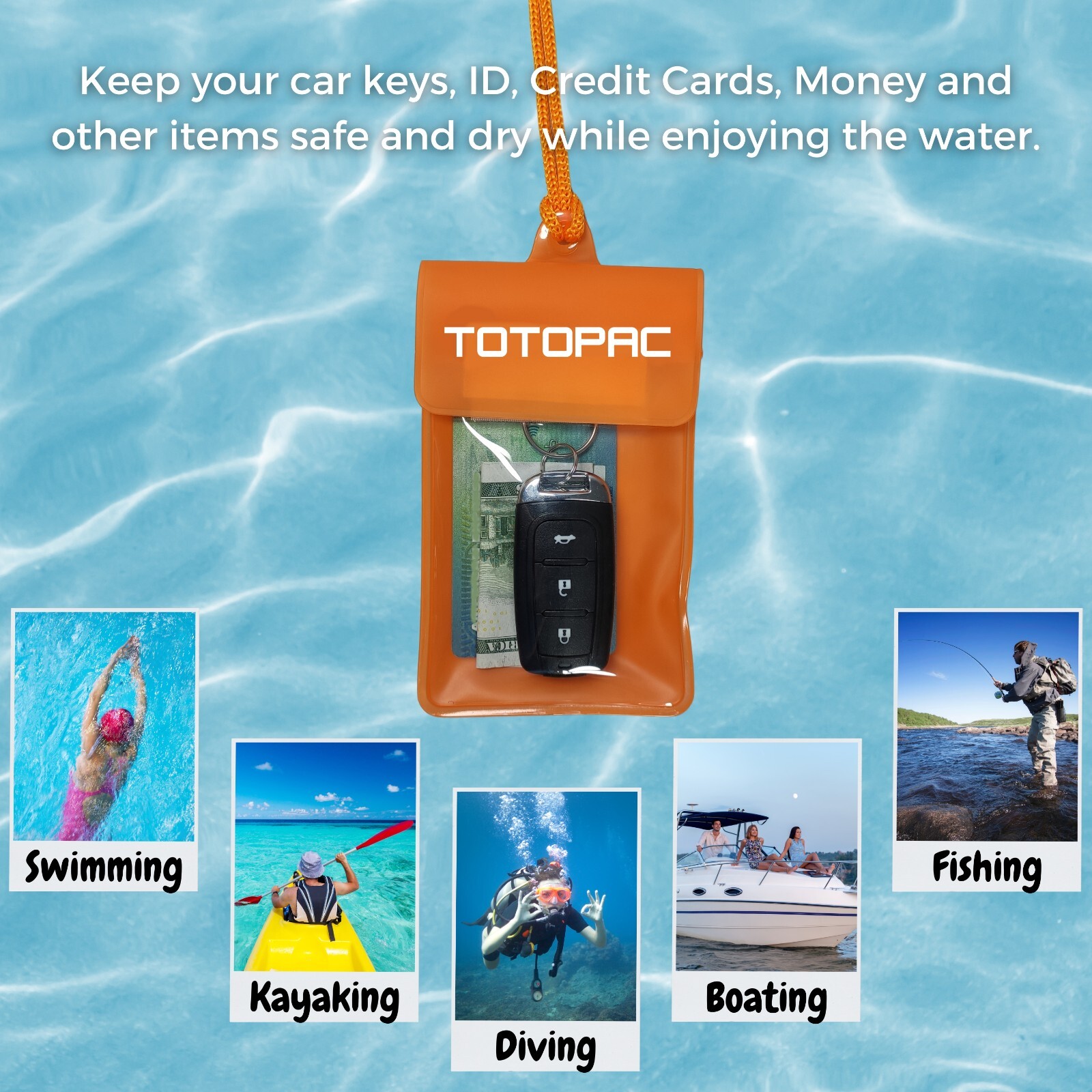 Waterproof Car Key FOB Pouch Floating Dry Bag Holder (Orange) | eBay